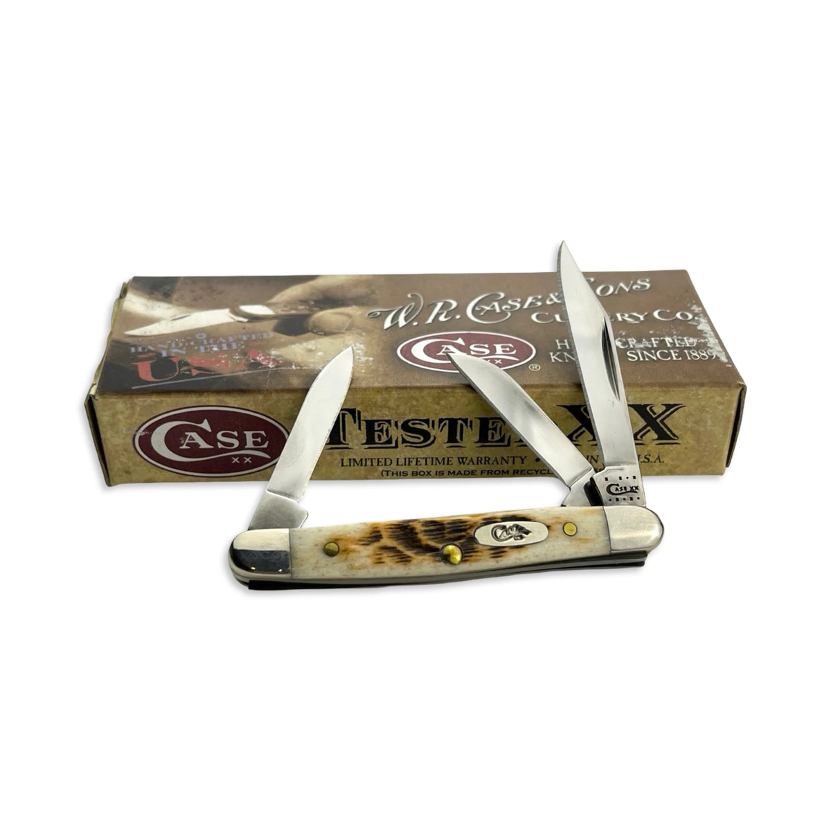 Vintage Case XX 00262 - Amber Bone Peach Seed Jig Small Stockman (6327 ...