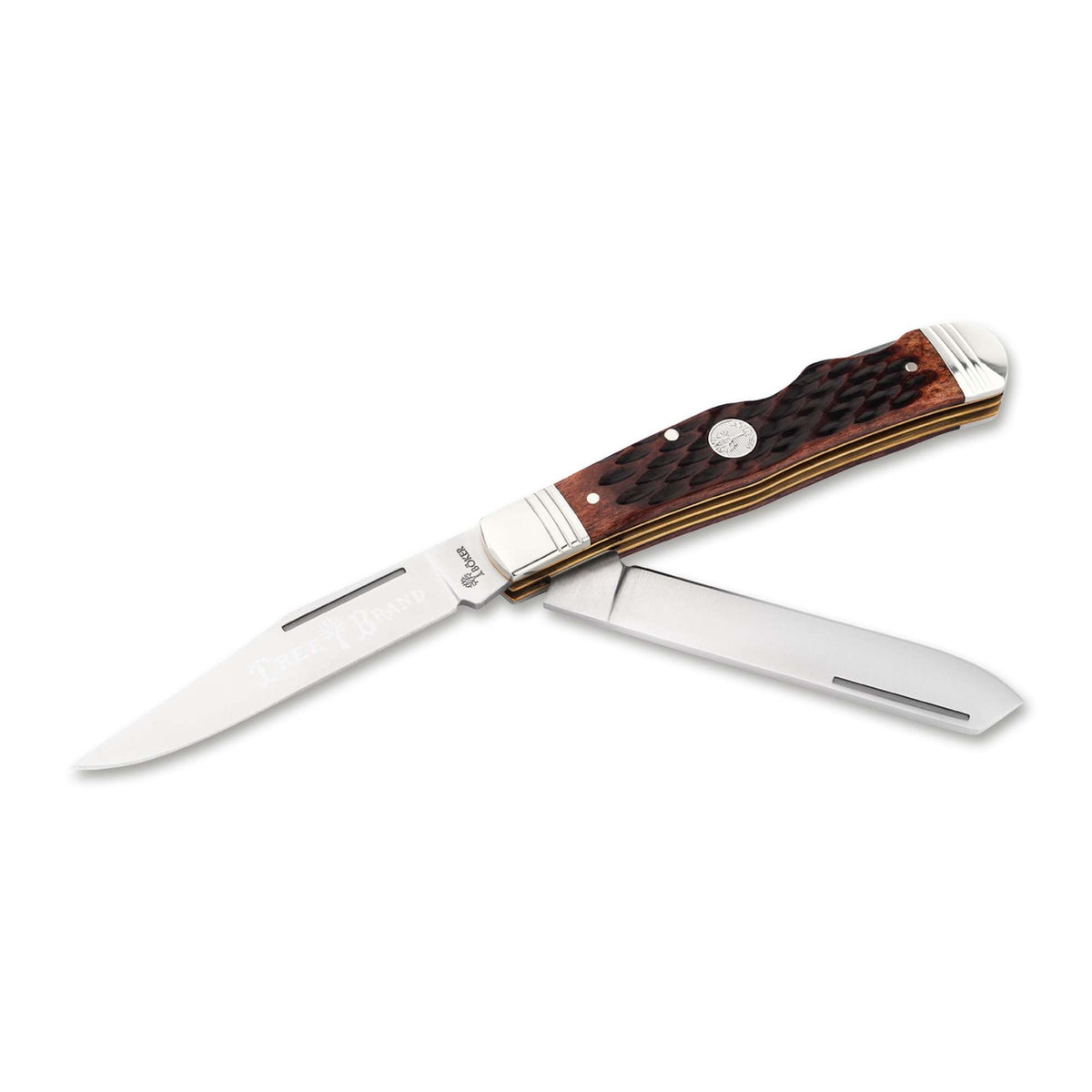 Boker Traditional Series 2.0 Double Lock Trapper Brown Jigged Bone ...