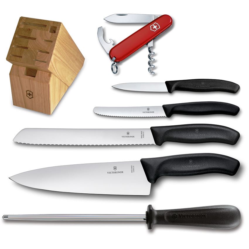 Victorinox 7 Piece Block Set w/ Waiter Knife — Eagle Valley Cutlery