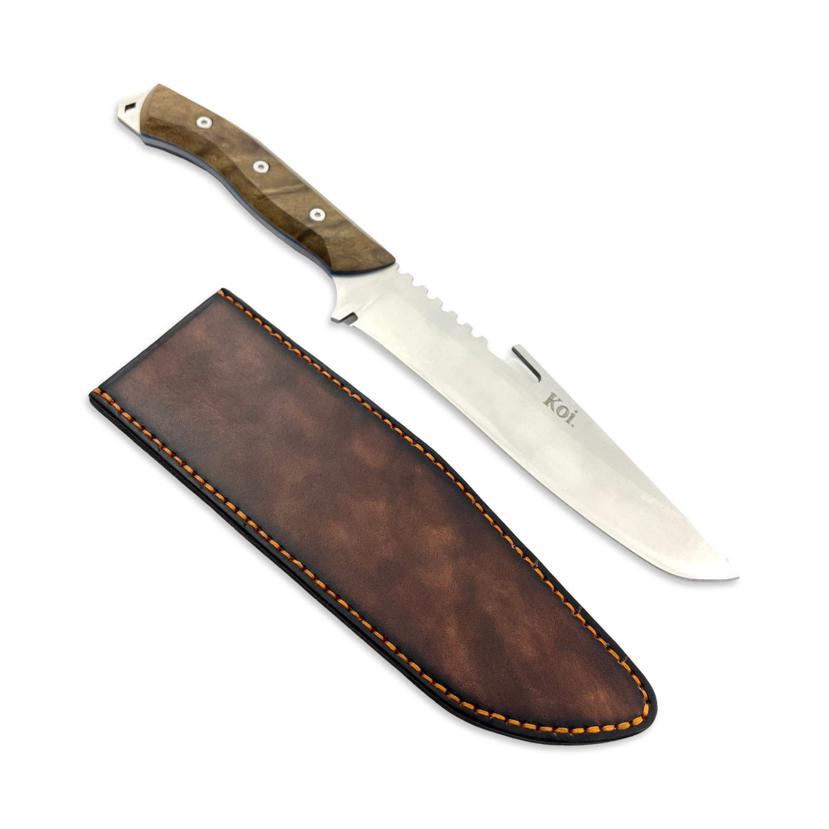 Koi Knives Bushman's Knife Oak Handle w/ Kangaroo Leather Sheath ...