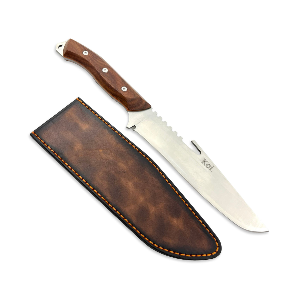 Koi Knives Bushman's Knife Red Gum Handle w/ Kangaroo Leather Sheath ...